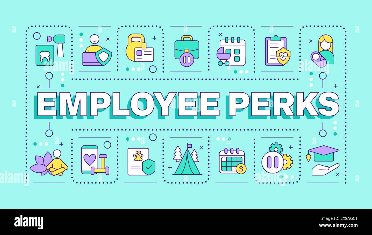 Employee perks turquoise word concept Stock Vector Image & Art - Alamy