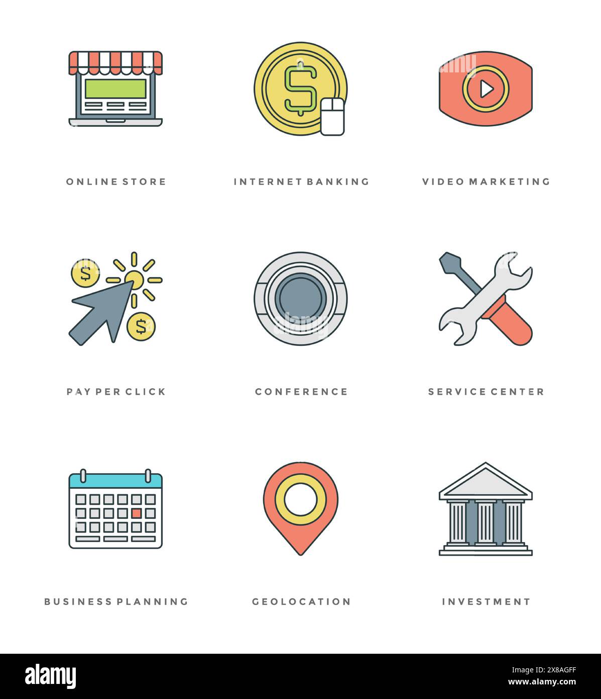 Flat line simple icons set. Thin linear stroke vector icons Essentials ...