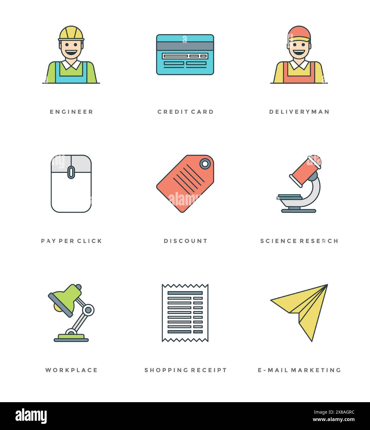 Flat line simple icons set. Thin linear stroke vector Essentials ...