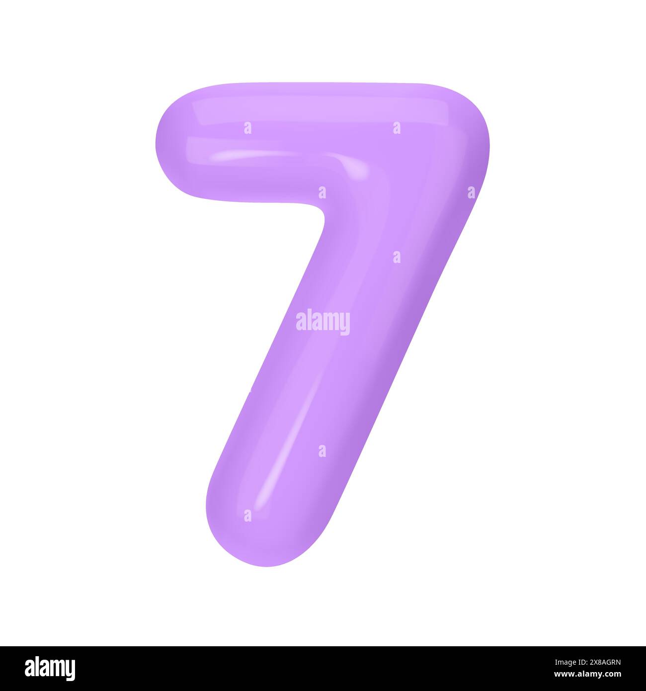 Numeral 7 - Violet Plastic Balloon Number seven Isolated on White ...