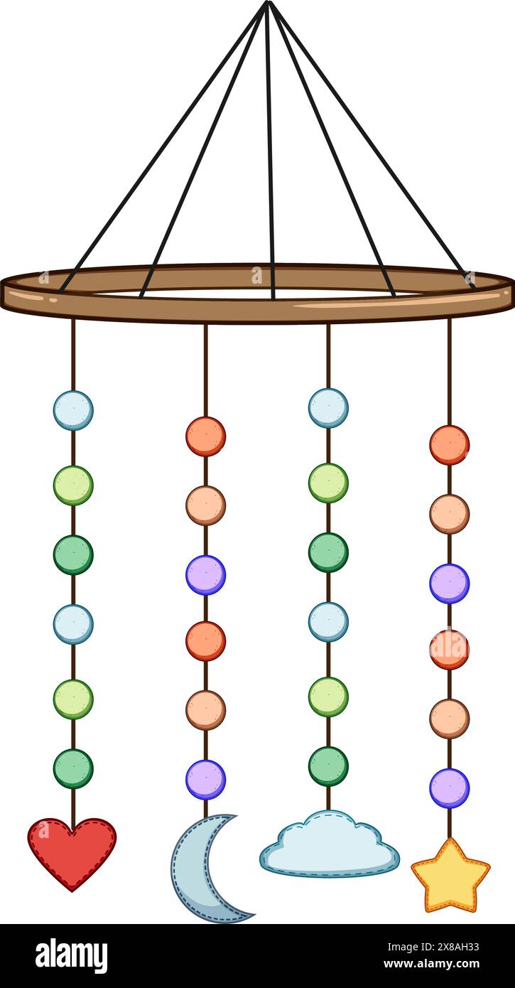 newborn crib mobile cartoon vector illustration Stock Vector Image ...