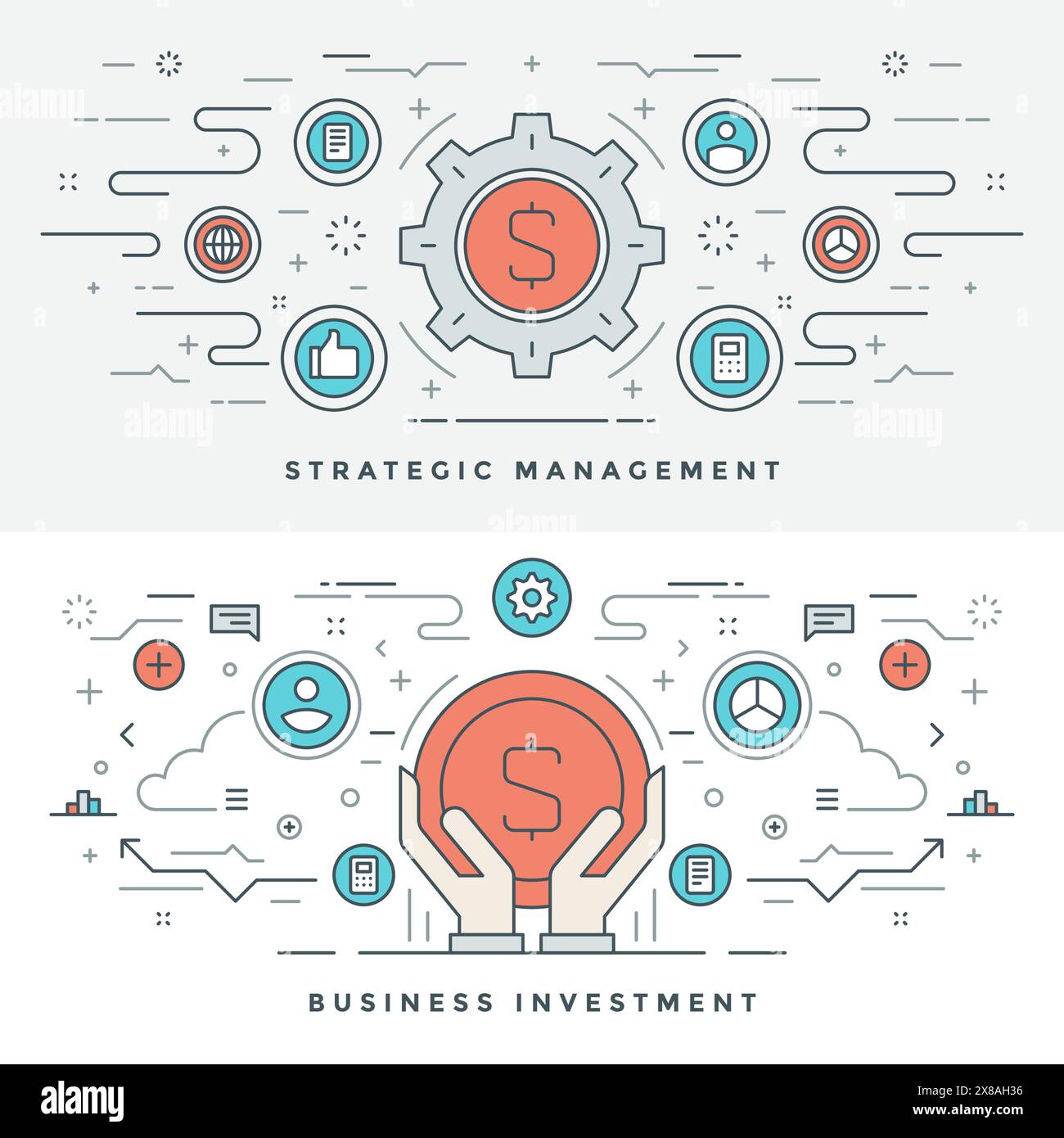 Flat line Business Investment and Management. Vector illustration ...