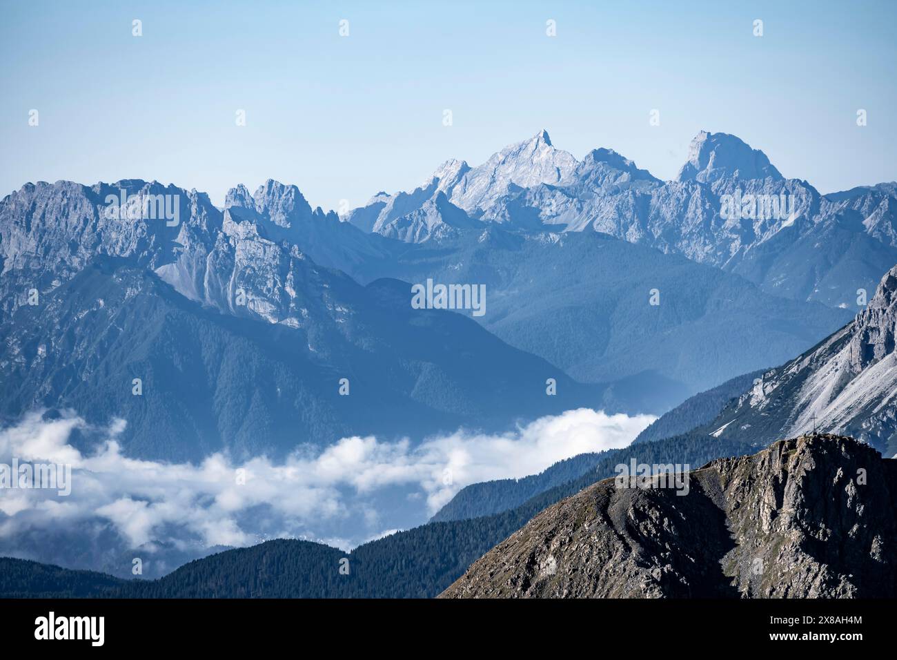 View from the Carnic main ridge to the Sesto Dolomites, Carnic Alps ...