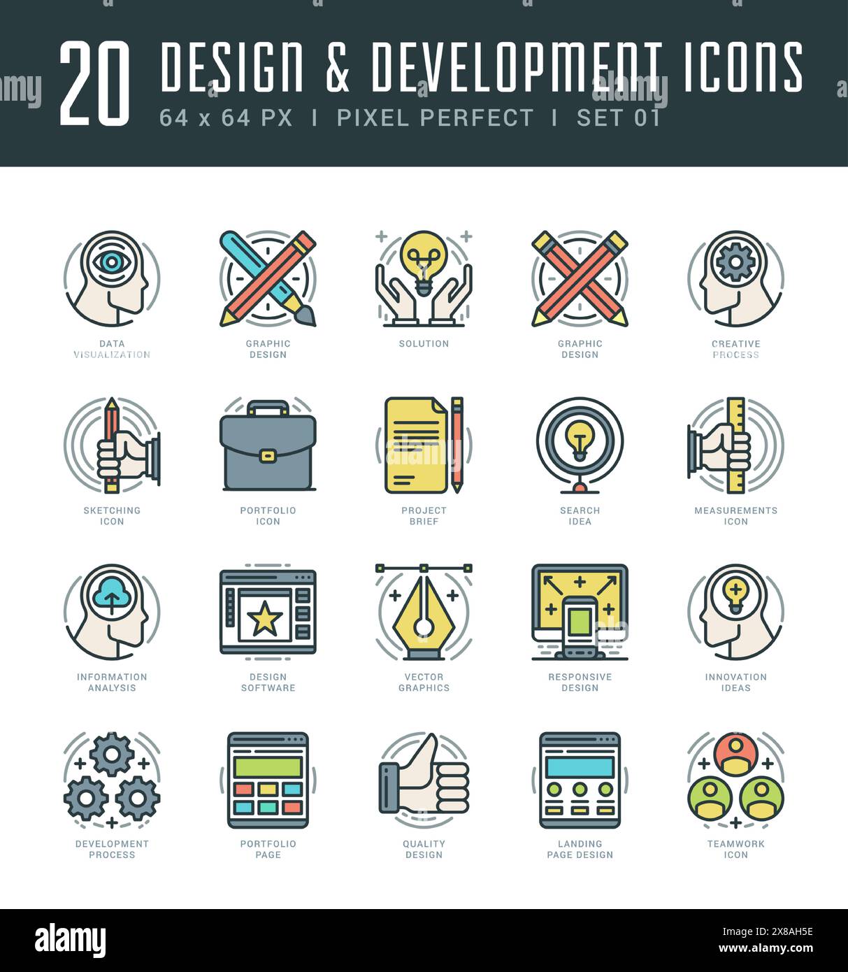 Line icons set. Trendy Modern flat thin linear stroke vector Design and Development concept. For ...