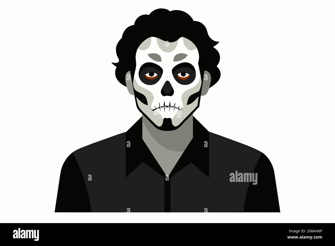 Man with Day of the Dead makeup. Male with sugar skull face paint ...