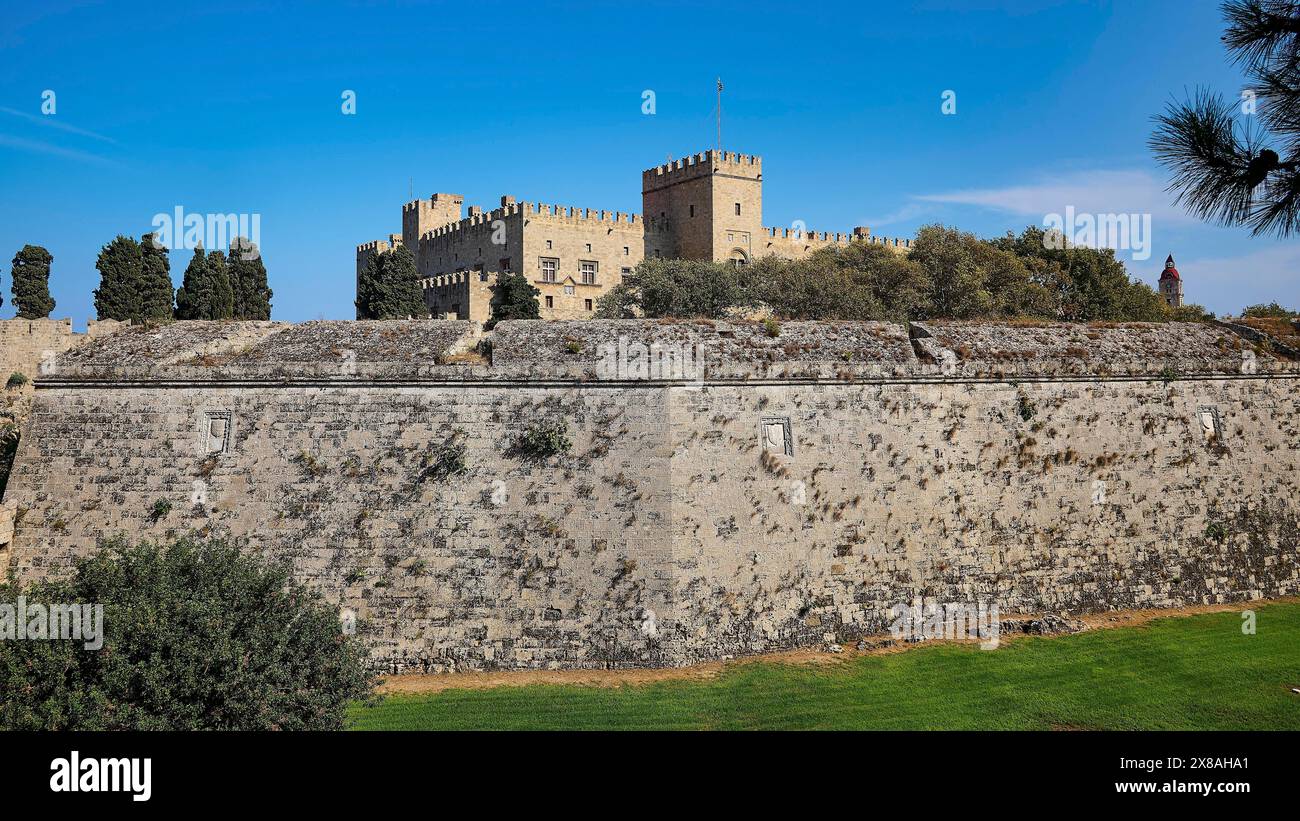 Grand Master's Palace, Medieval castle with massive walls, surrounded ...