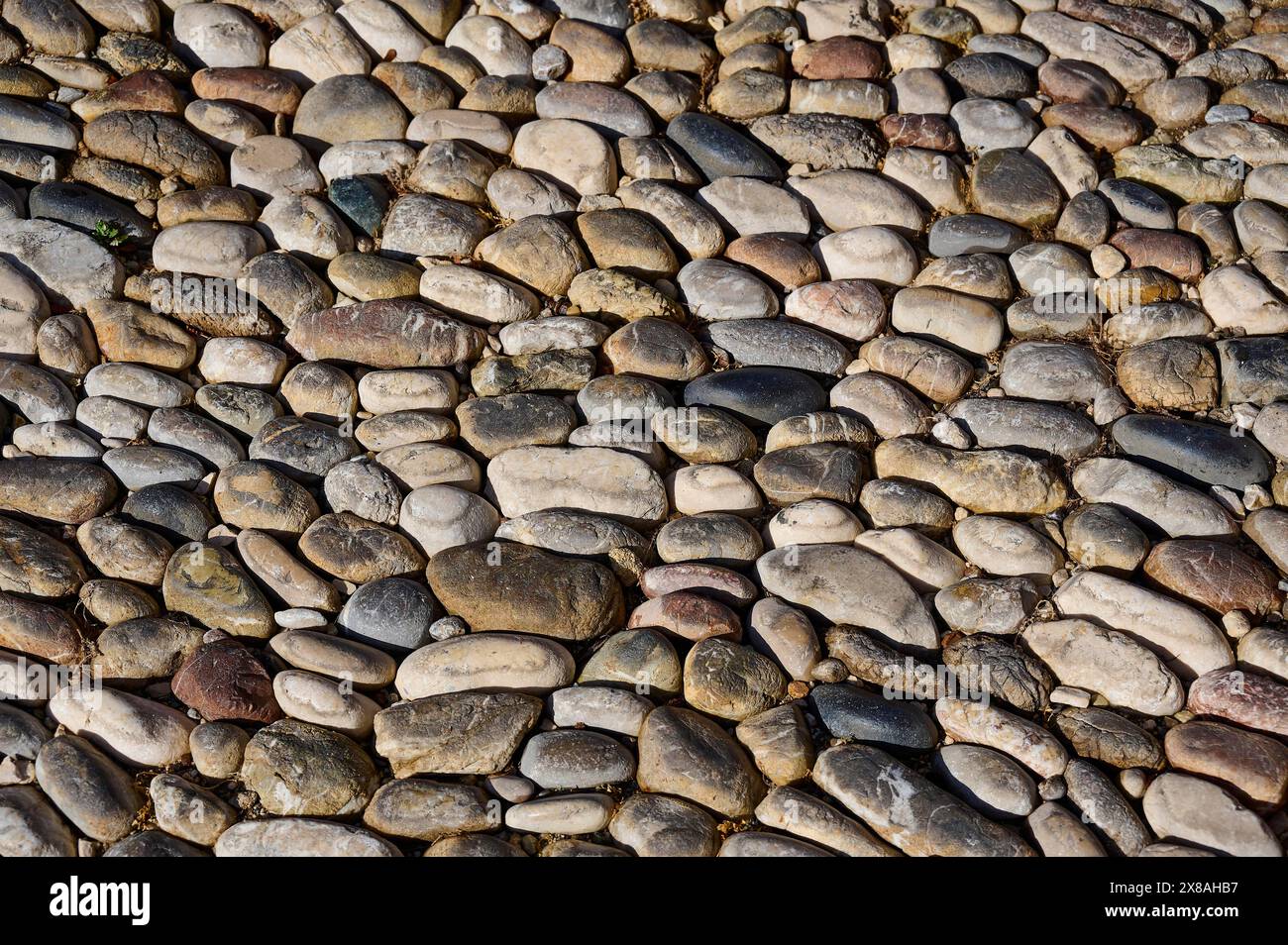 Detailed view of an area paved with different coloured pebbles, Knights ...