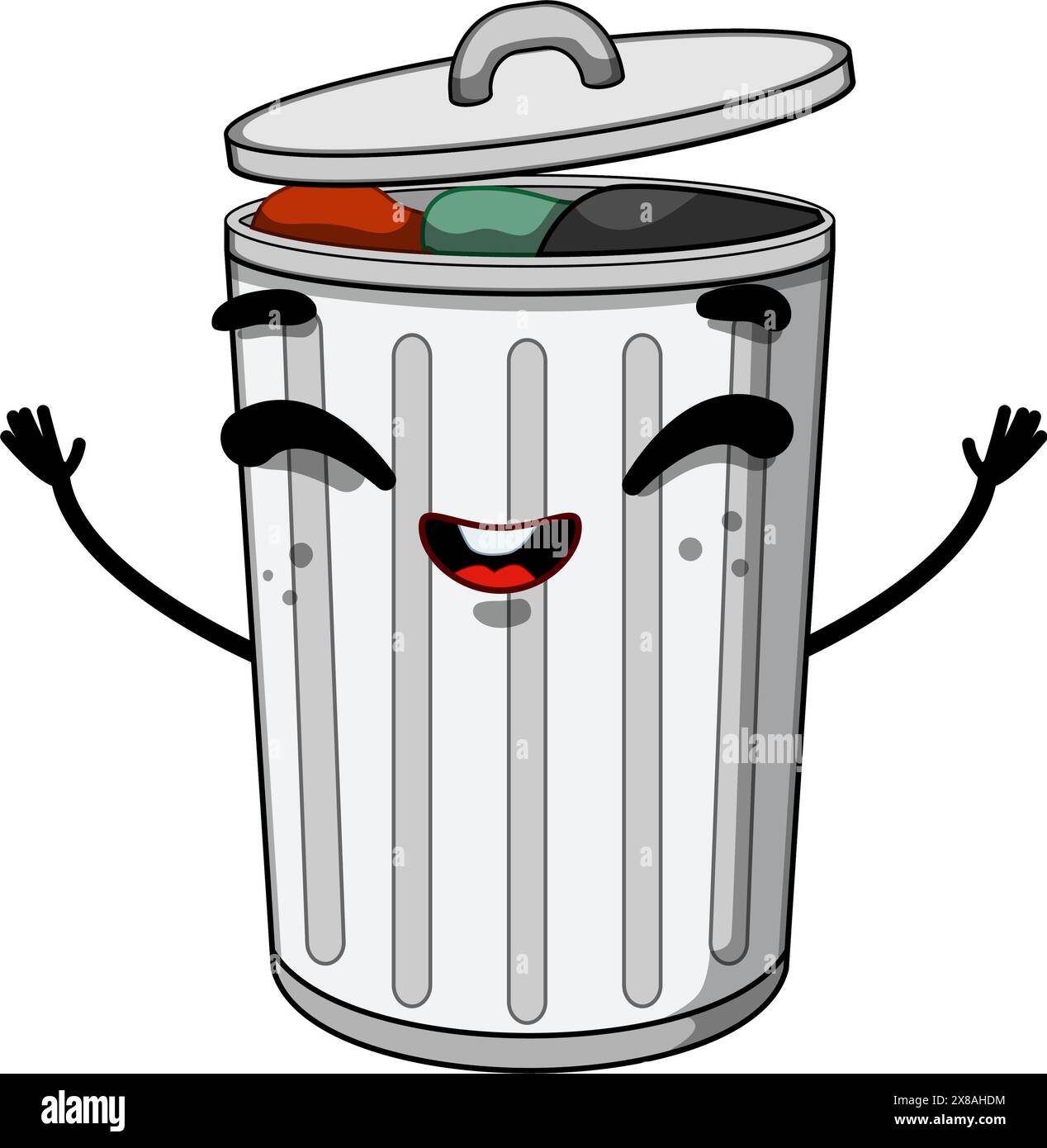 green trash bin character cartoon vector illustration Stock Vector ...