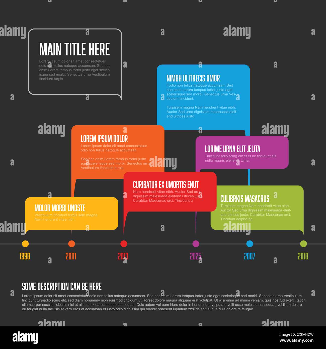 Horizontal flat timeline template made from color rectangle speech ...