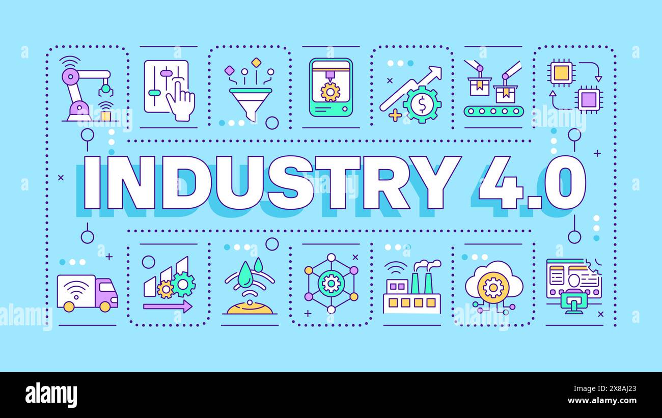 Industry 4 light blue word concept Stock Vector Image & Art - Alamy