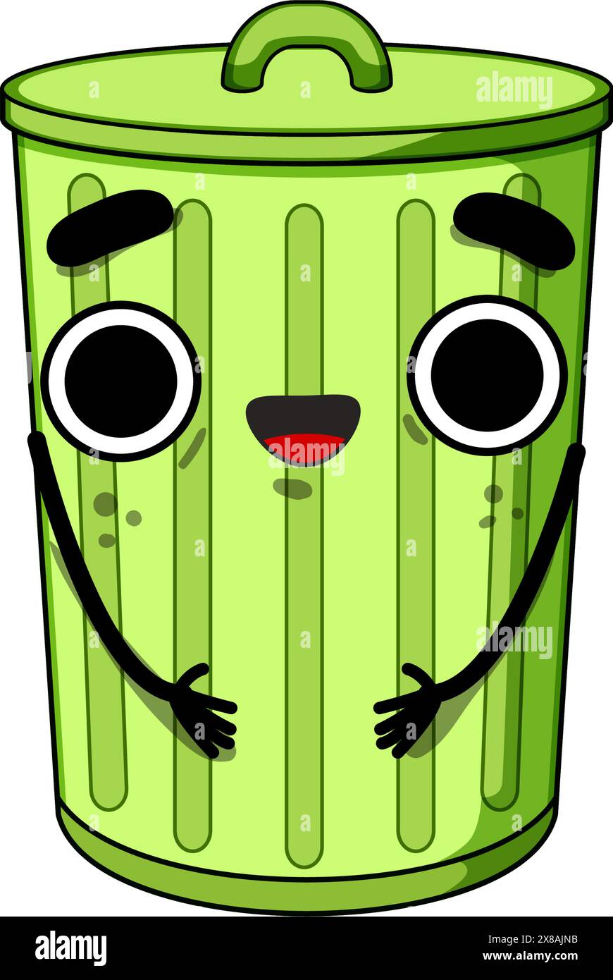 cute trash bin character cartoon vector illustration Stock Vector Image ...