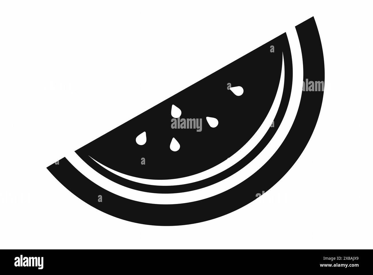 Black silhouette of watermelon slice. Concept of summer, freshness ...