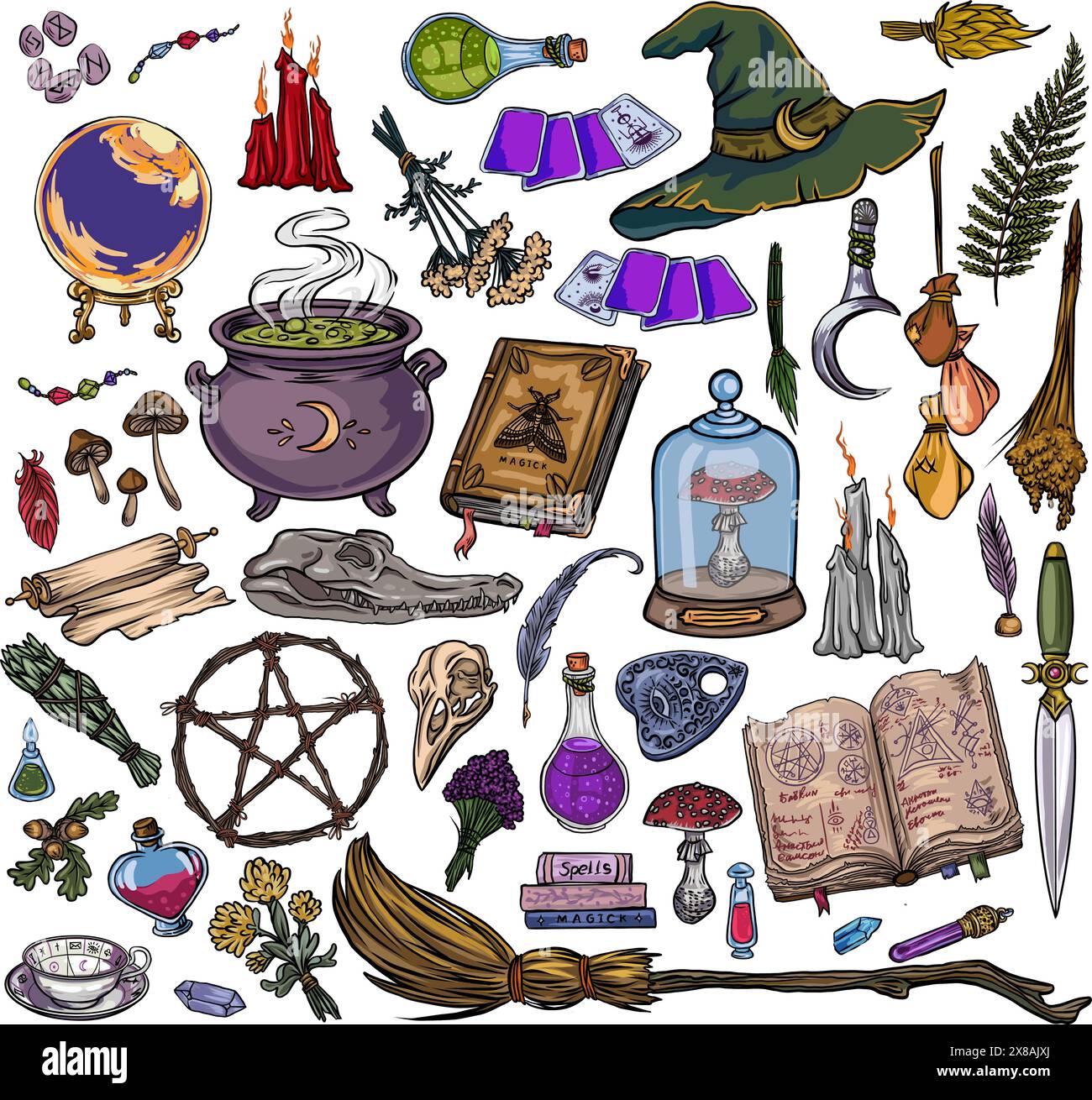 Supernatural magical collection of magical elements. Witch things ...