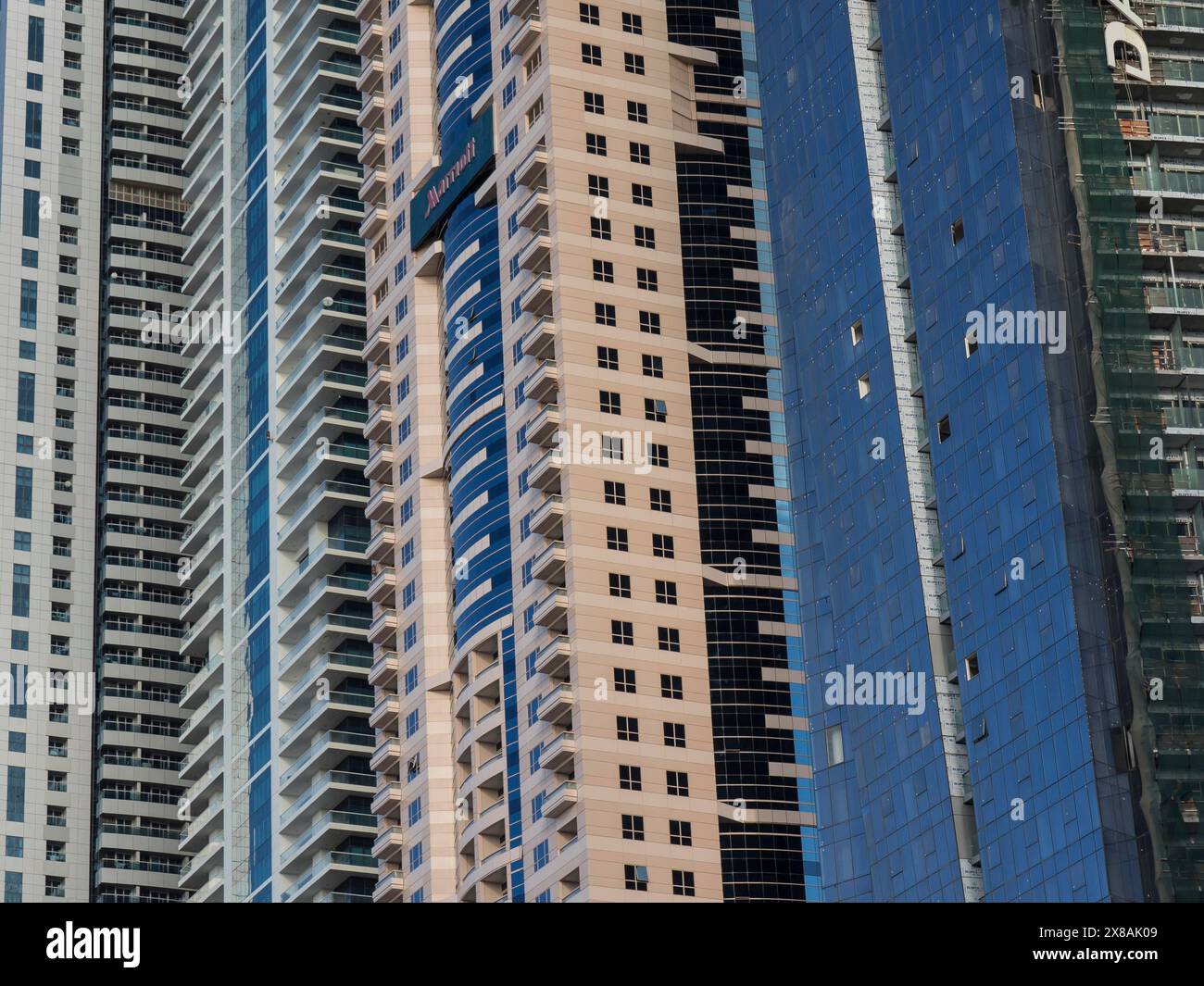 Dense high-rise facades with modern architectural design, modern ...