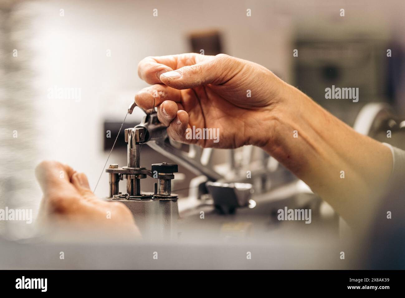 Close up shoemaker working fabric hi-res stock photography and images ...
