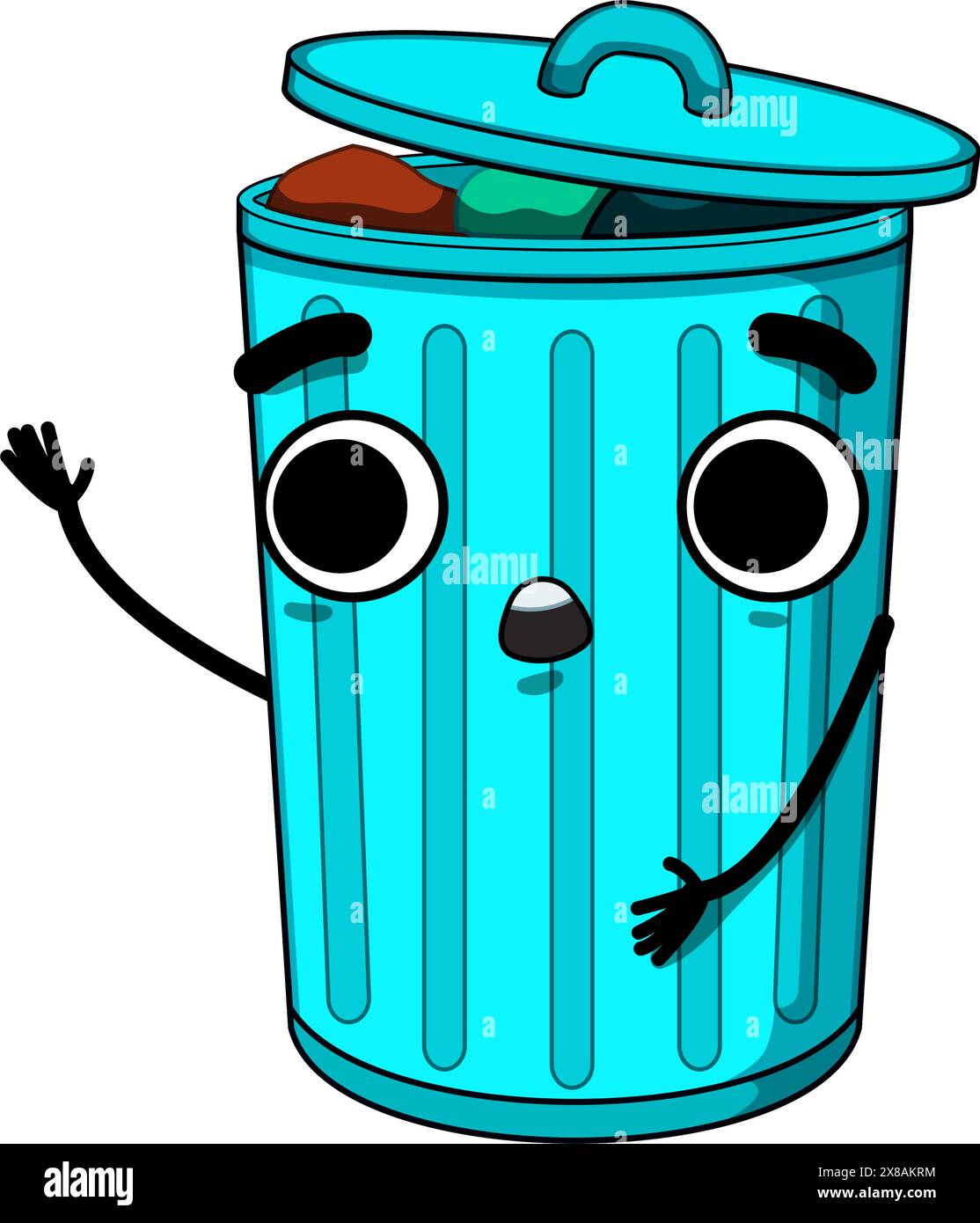 sign trash bin character cartoon vector illustration Stock Vector Image ...