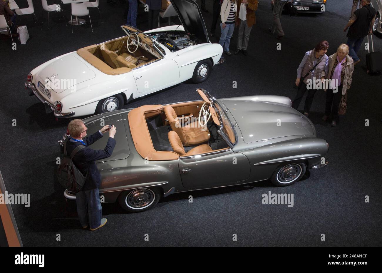 View from above of Mercedes Benz 190 SL convertibles at Techno Classica ...