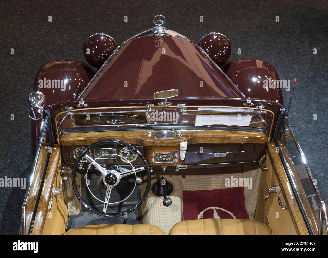 View into a Mercedes Benz 170 S cabriolet cockpit at Techno Classica ...