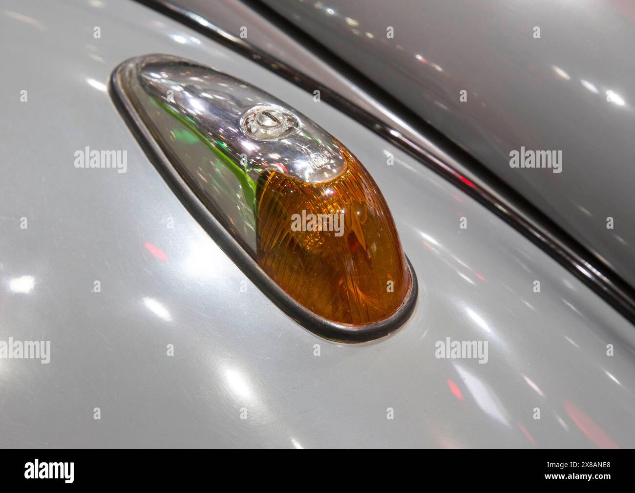 Indicator of a Volkswagen Beetle, built in 1956, at the Techno Classica ...