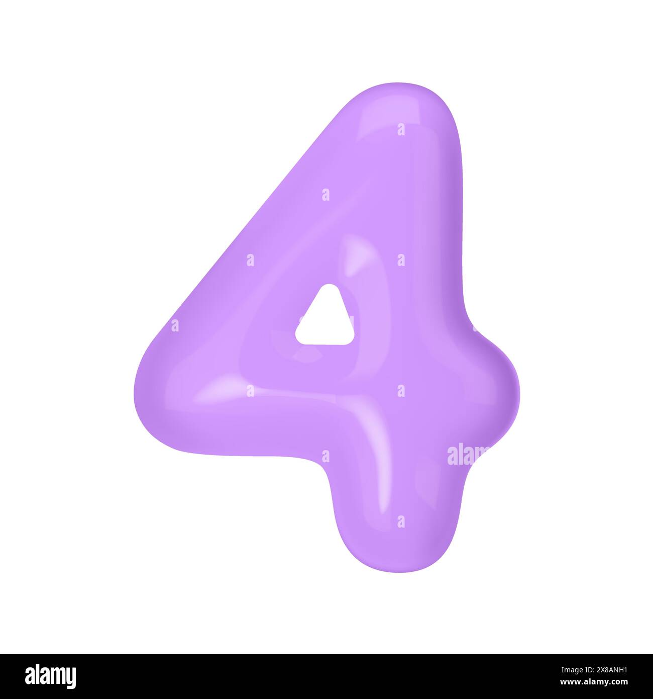Numeral 4 - Violet Plastic Balloon Number four Isolated on White ...