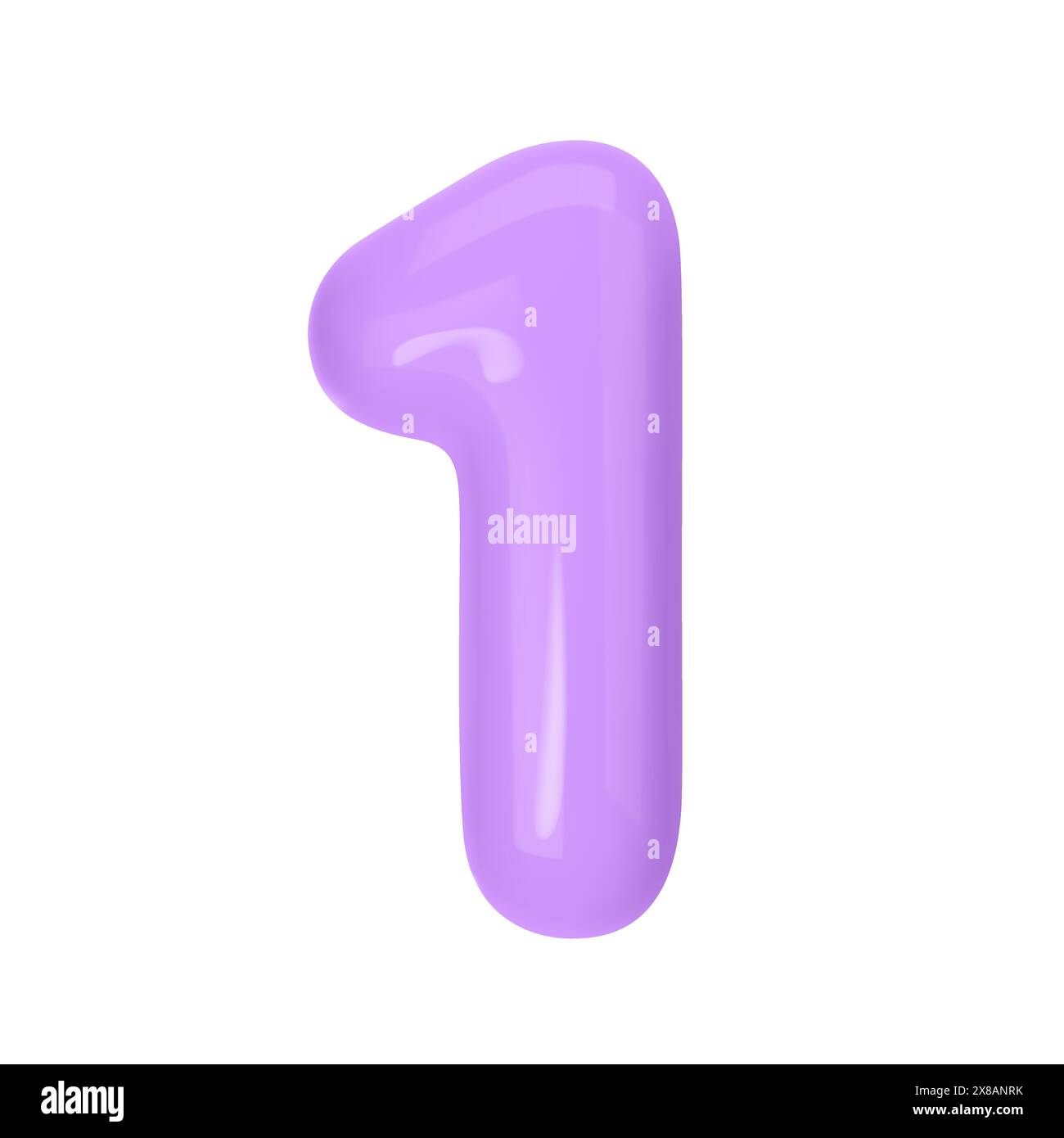 Numeral 1 - Violet Plastic Balloon Number One Isolated on White ...