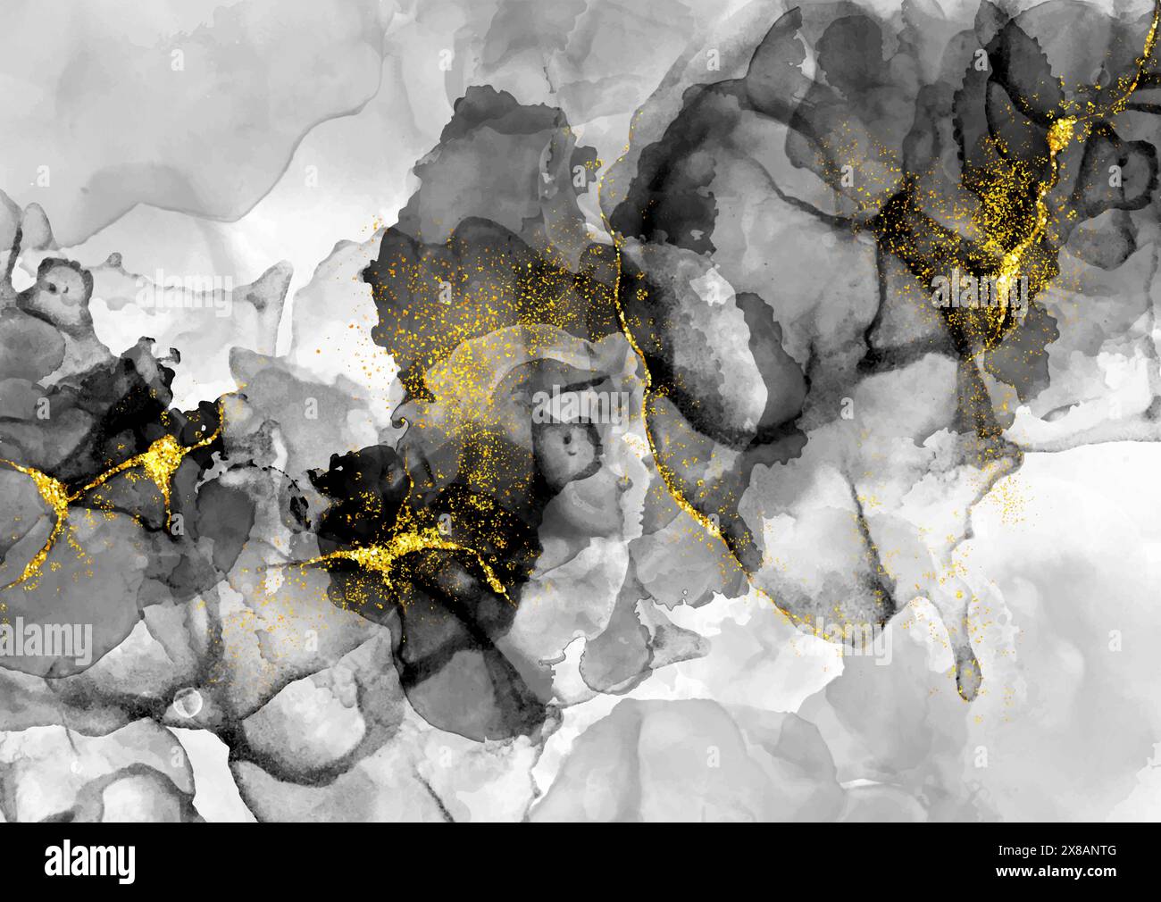 Grey black and gold hand painted alcohol background design Stock Vector ...