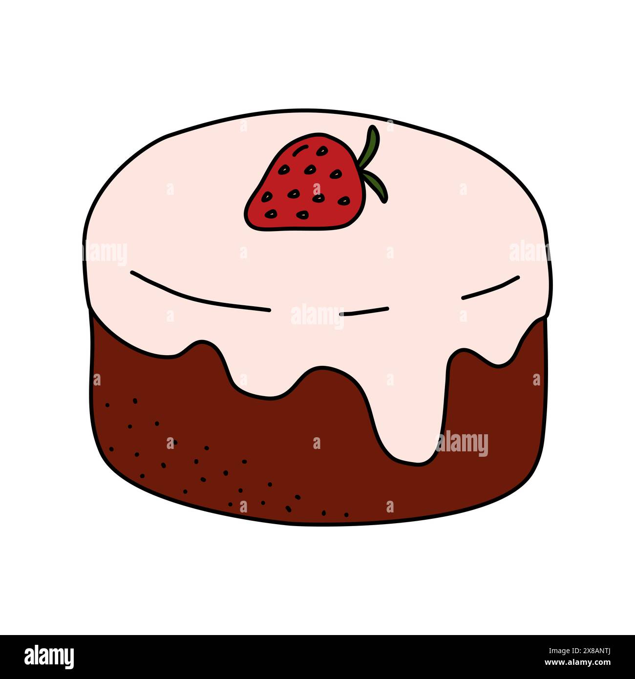 Chocolate sponge cake coated with cream, decorated with strawberry ...