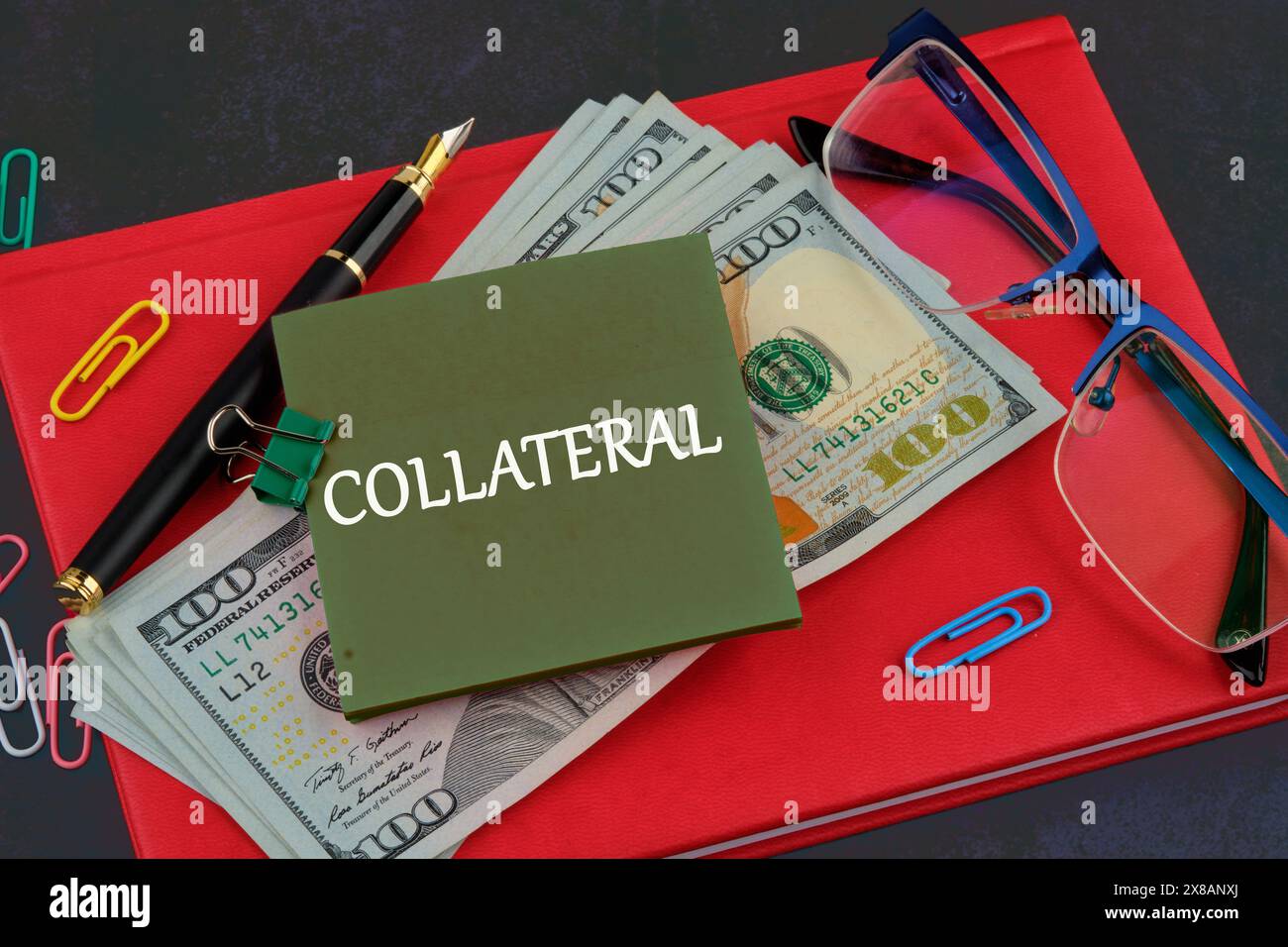 COLLATERAL text written on a sticker on the background of a business ...