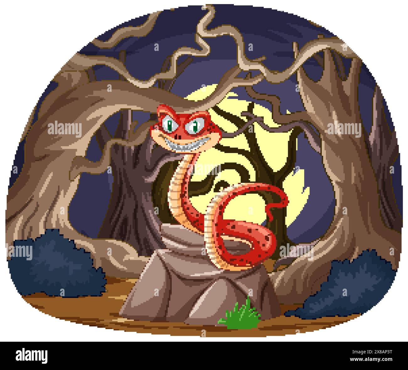 A snake smiling in a spooky forest Stock Vector Image & Art - Alamy
