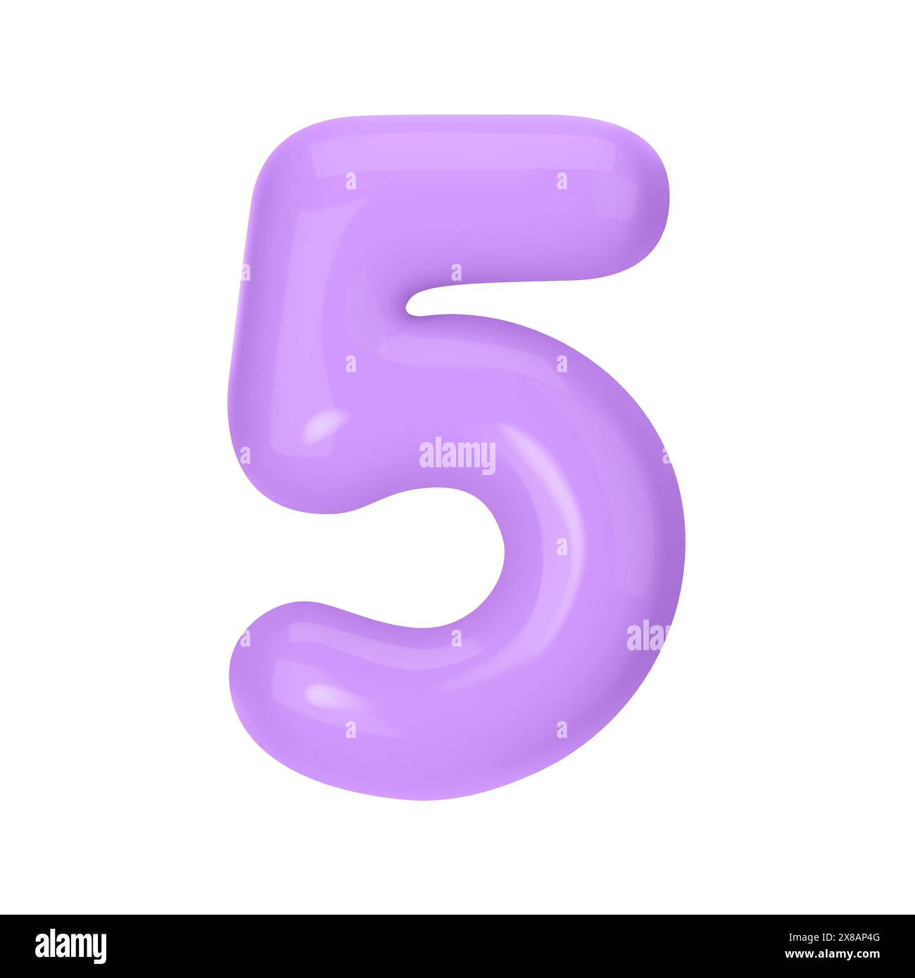 Numeral 5 - Violet Plastic Balloon Number five Isolated on White ...