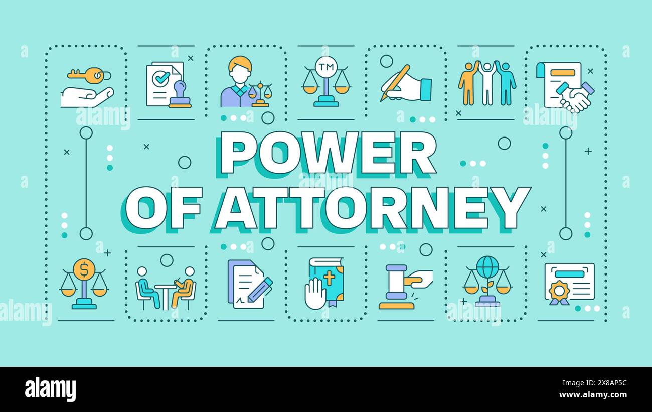 Power of attorney light blue word concept Stock Vector Image & Art - Alamy