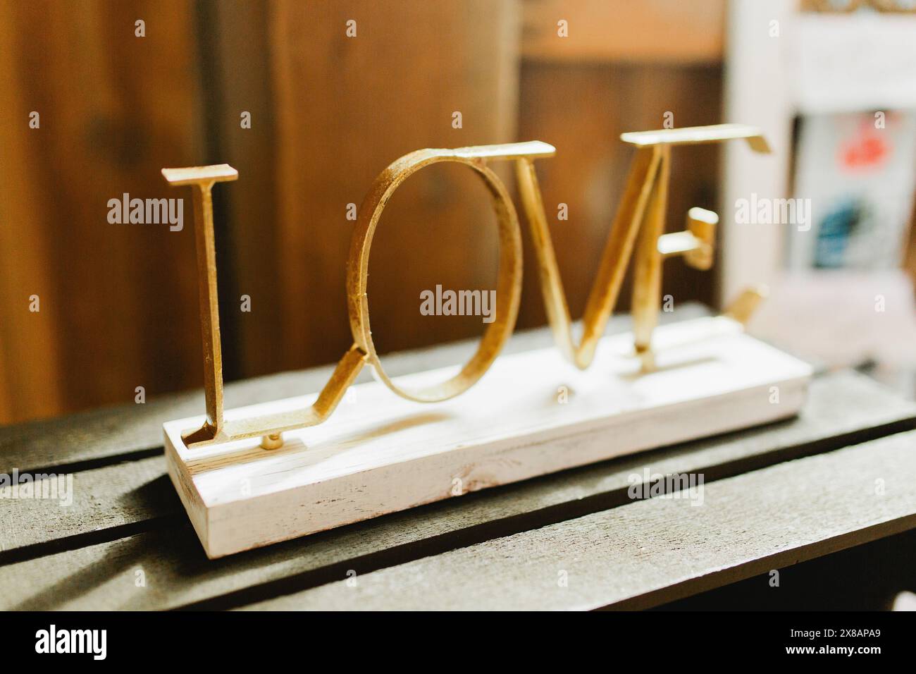 Love sign on display at wedding reception Stock Photo - Alamy