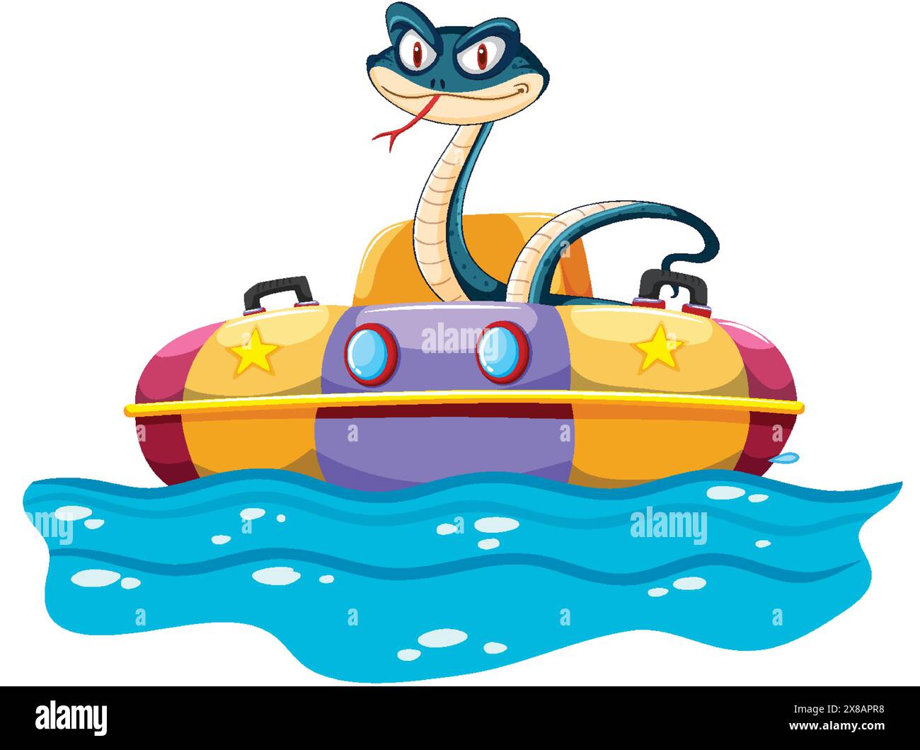 Cartoon snake riding a colorful bumper boat Stock Vector Image & Art ...