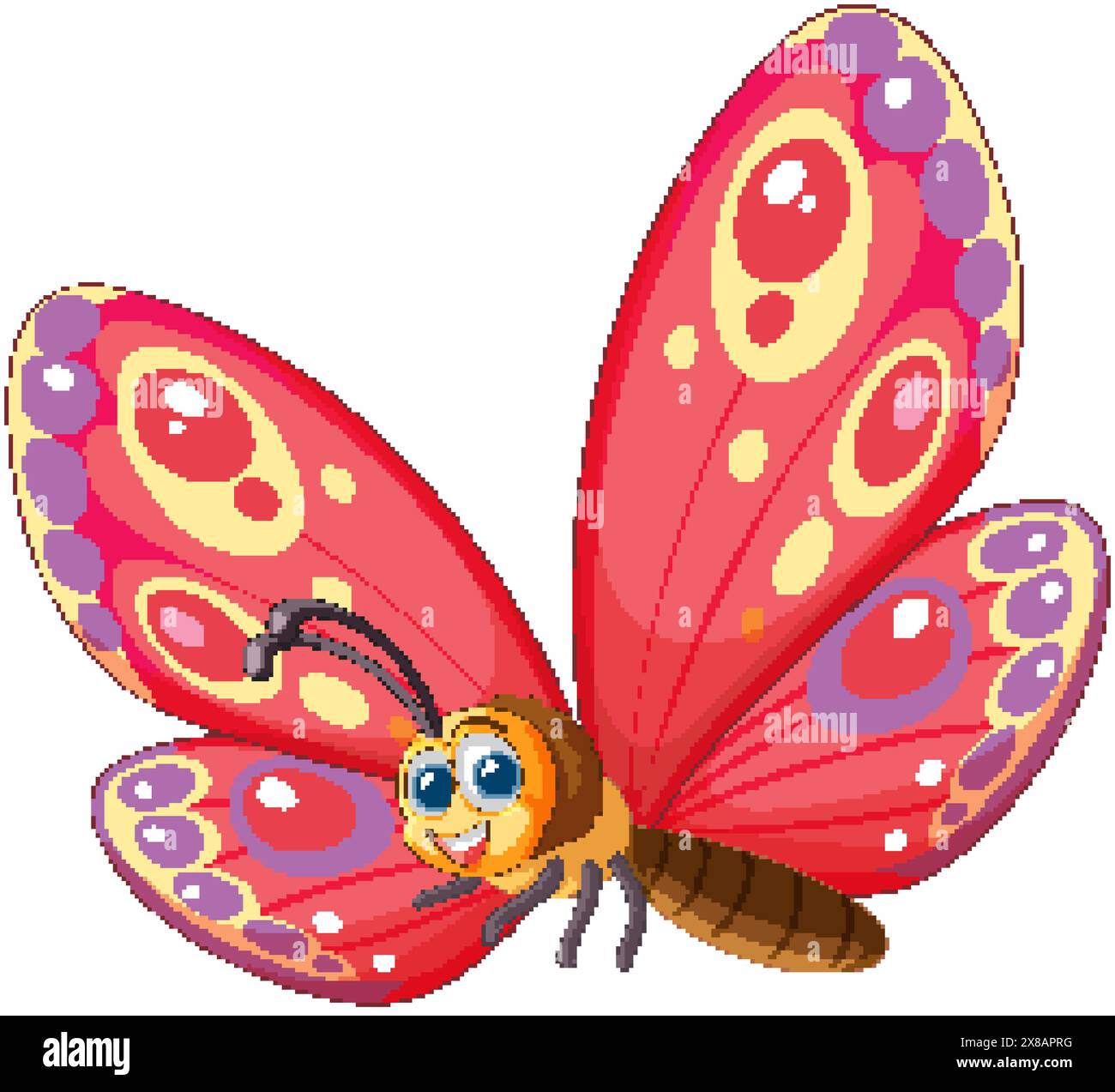Vibrant cartoon butterfly with playful eyes Stock Vector Image & Art ...