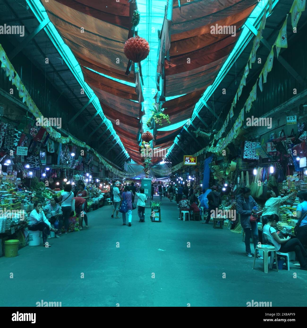 Bustling Baguio Market in the Philippines with Colorful Canopy Stock ...