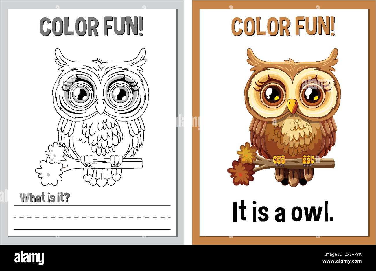 Cute owl coloring pages hi-res stock photography and images - Alamy
