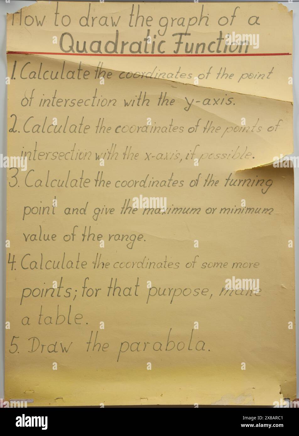How to draw the graph of a quadratic function hi-res stock photography ...