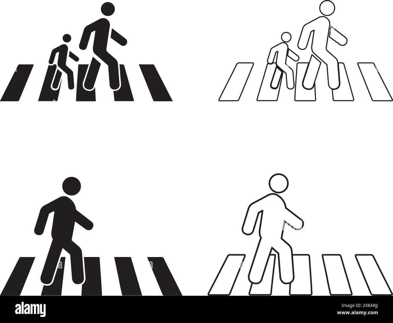 Human road crossing line icon on a white background. Pedestrian icon ...