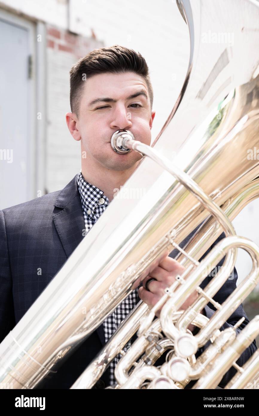 Professional Musician and Tuba Player Stock Photo - Alamy