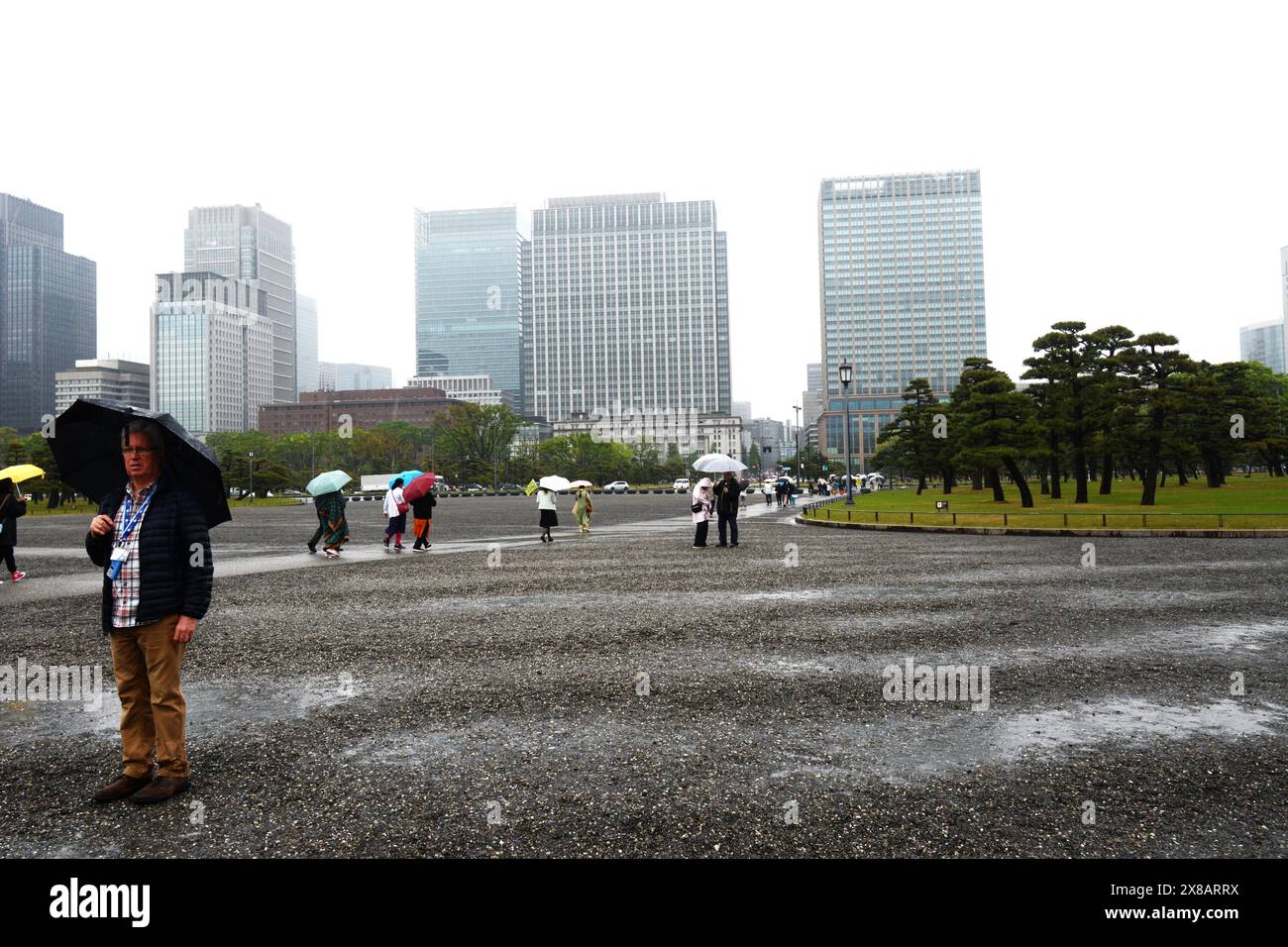 rain raining in Tokyo Japan umbrella umbrellas water street path road ...