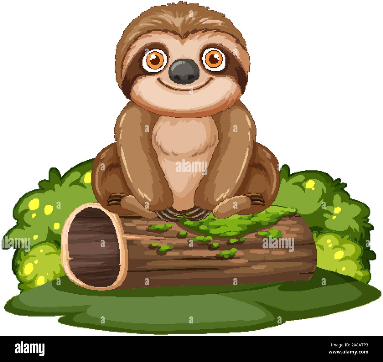 Cute sloth sitting on a log Stock Vector Image & Art - Alamy