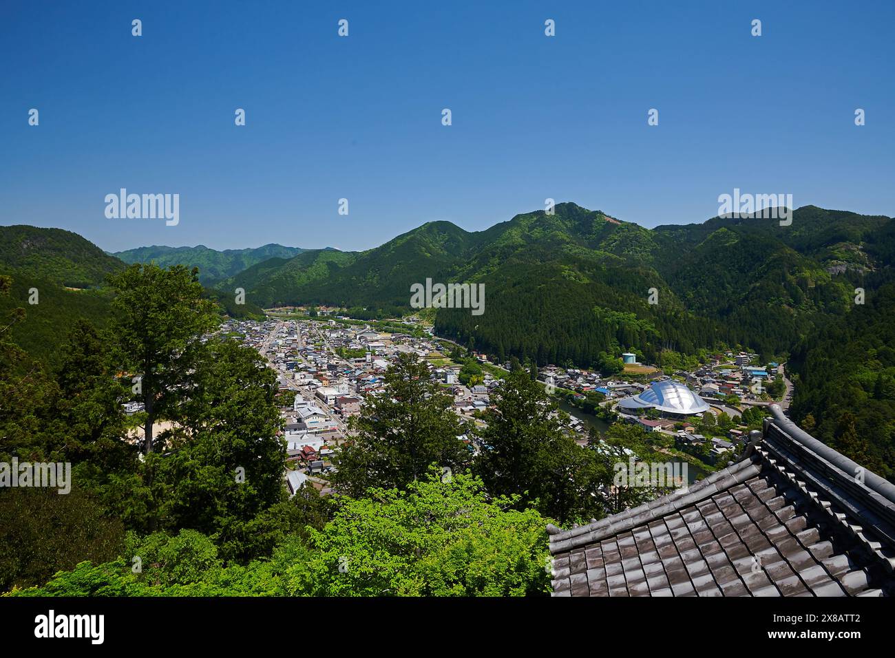 Landscape overlooking Gujo Hachiman village in the Gifu mountains Stock ...