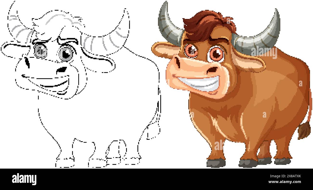 Color and outline of a happy bull Stock Vector Image & Art - Alamy