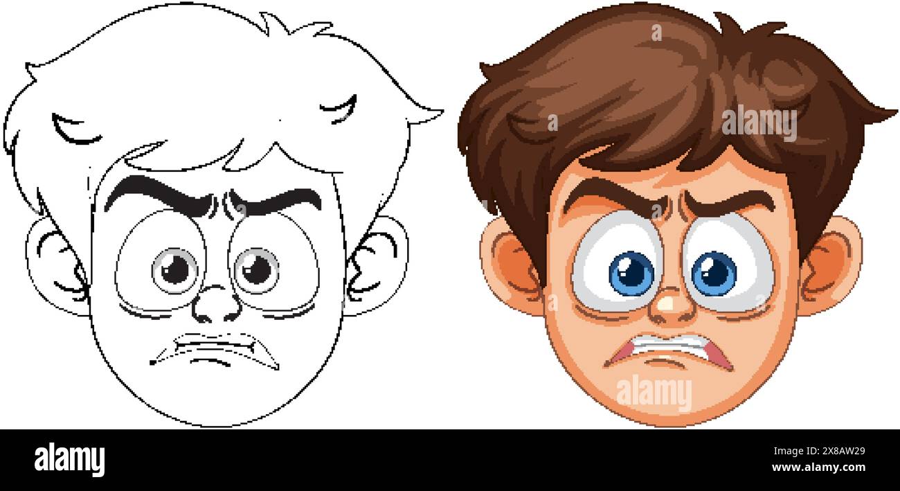 Vector illustration of an angry boy's face Stock Vector Image & Art - Alamy