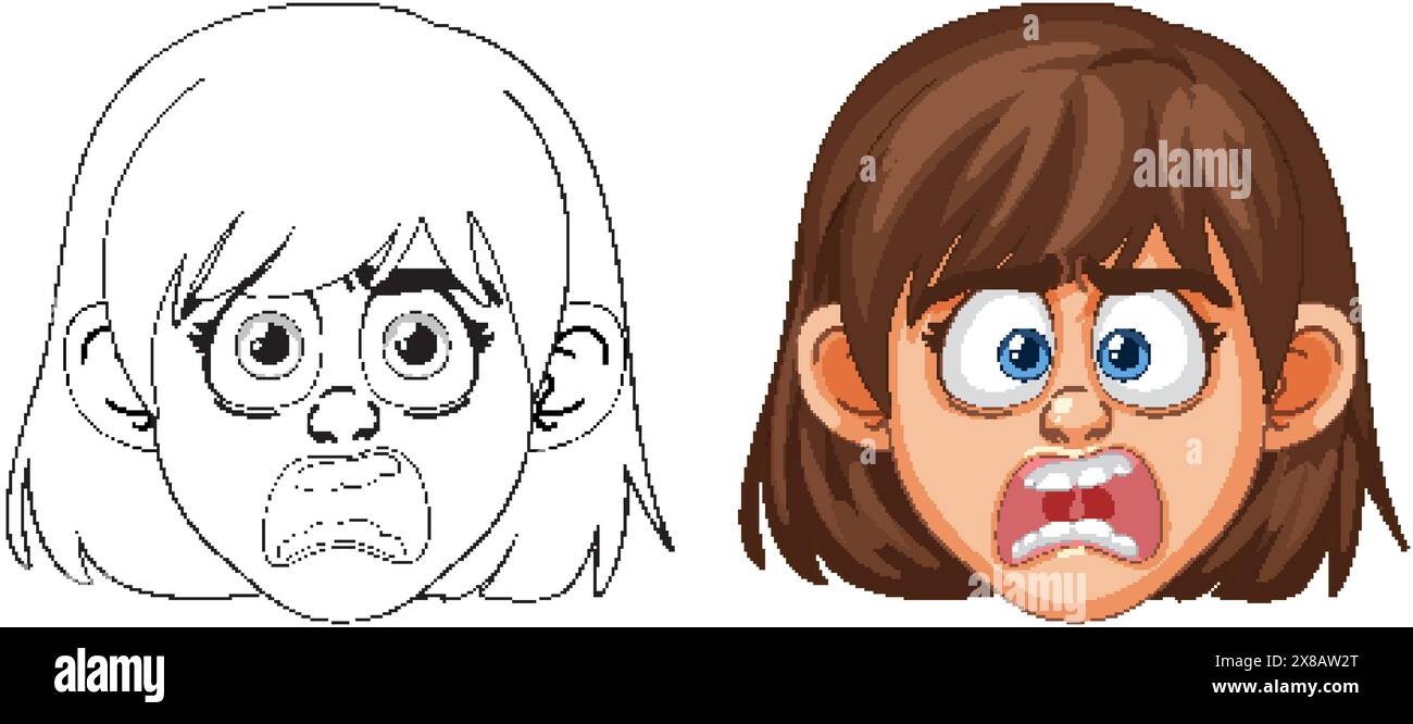Illustration of a girl with a shocked expression Stock Vector Image ...