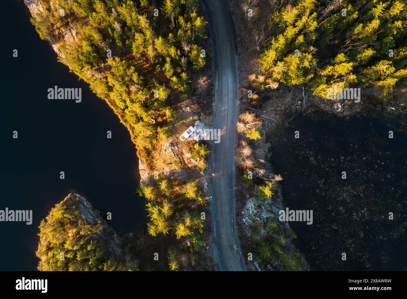 Aerial Top-Down View of Campervan at Lakeside Camp Site Stock Photo - Alamy