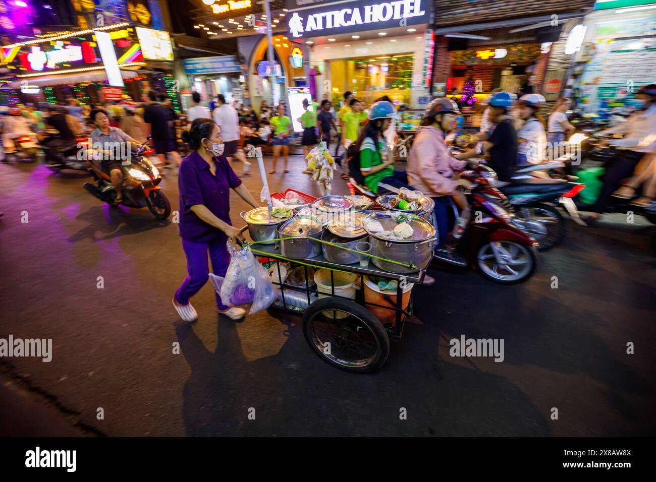 The traffic and motorcycle ride in the city of Saigon in Vietnam Stock ...