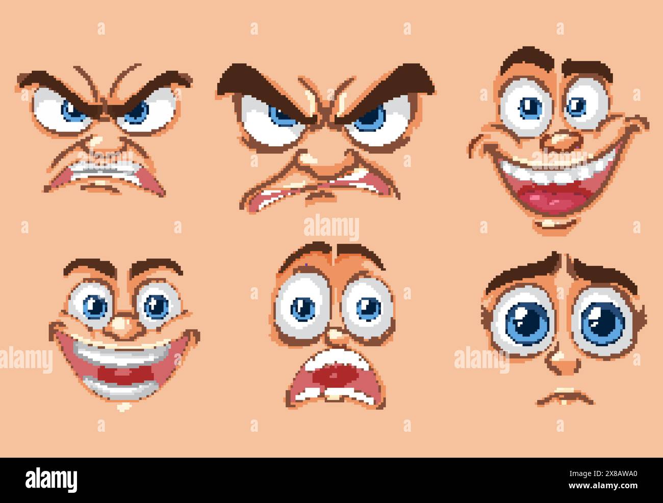 Cartoon faces expressions eyebrows hi-res stock photography and images ...