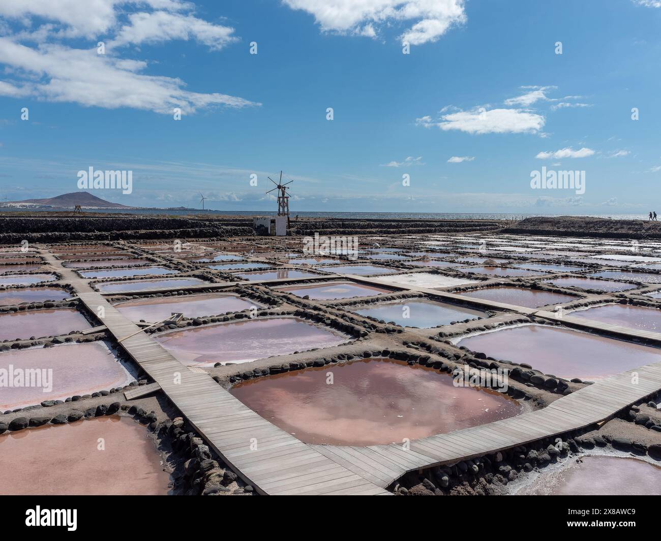Panoramic view of salt mines of TenefÃ© with evaporation ponds Stock ...