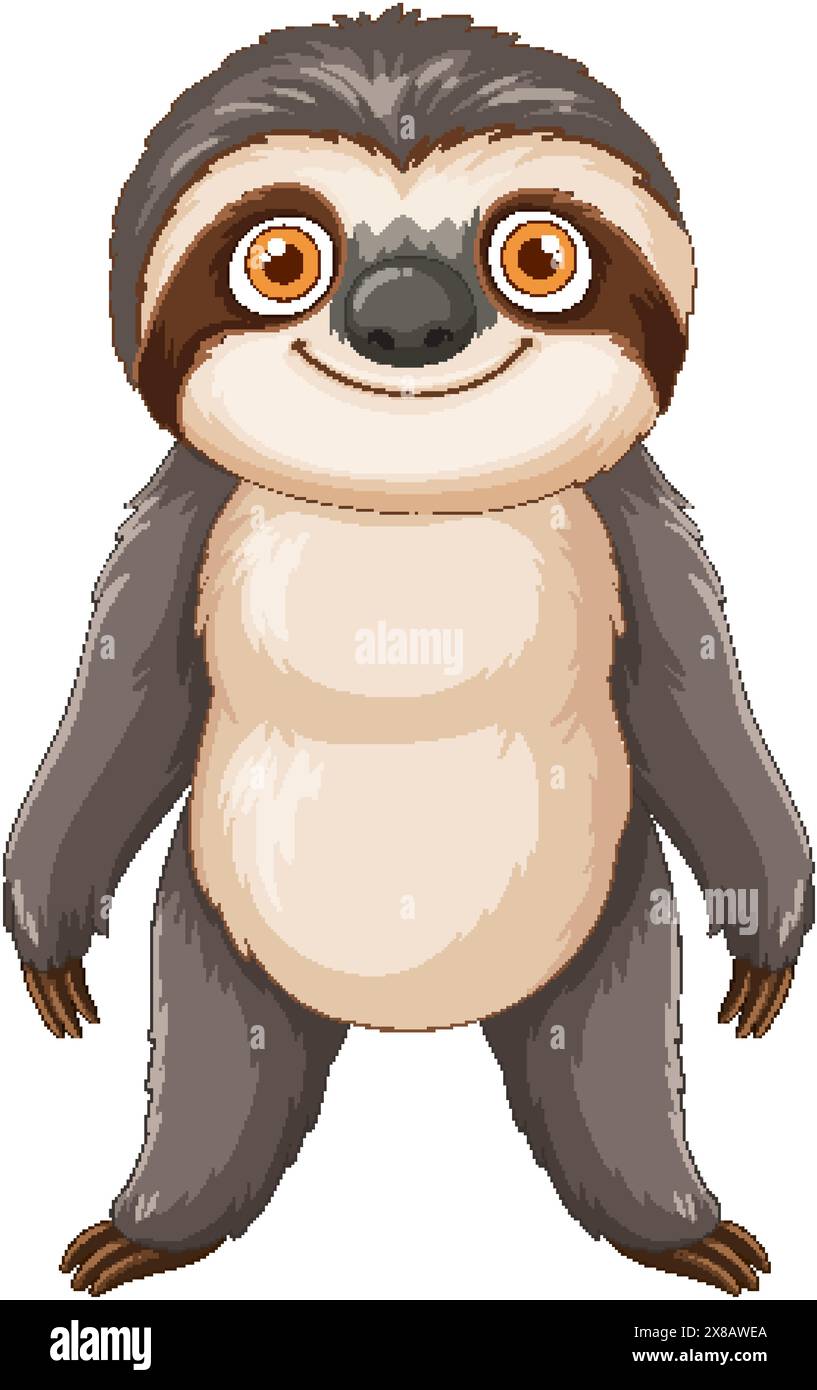 Adorable sloth standing with a smile Stock Vector Image & Art - Alamy